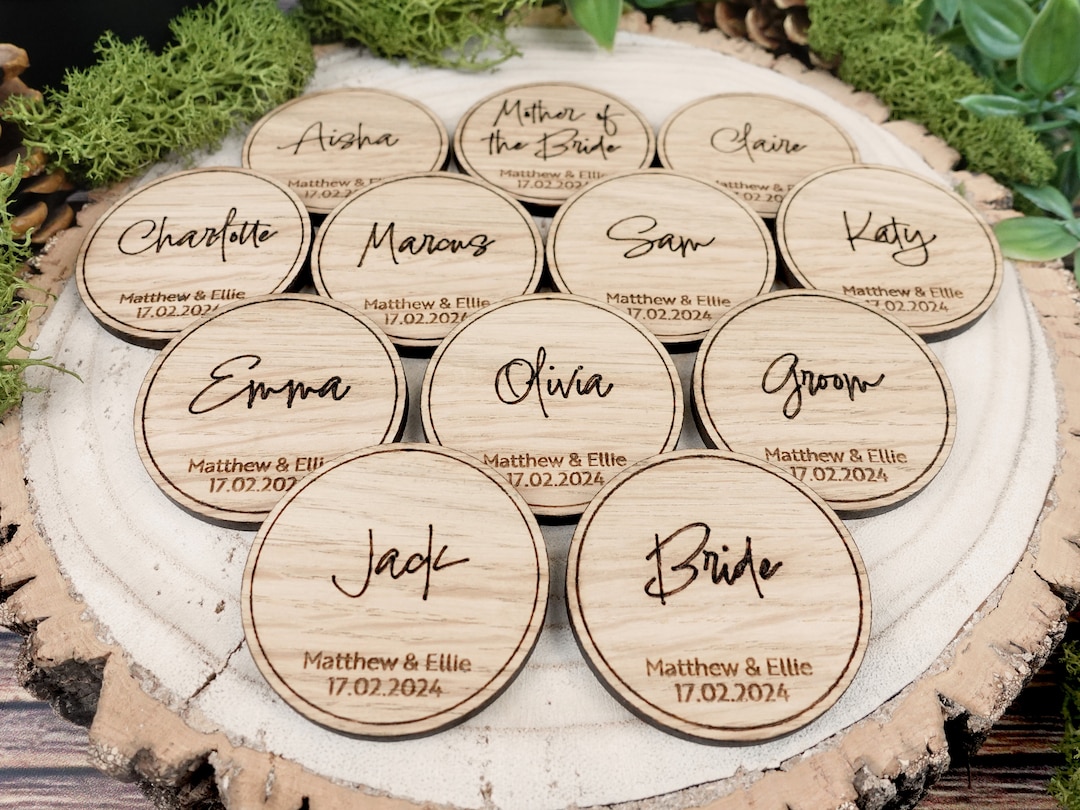 Personalised Wooden Place Names | Wedding Table Place Setting ...
