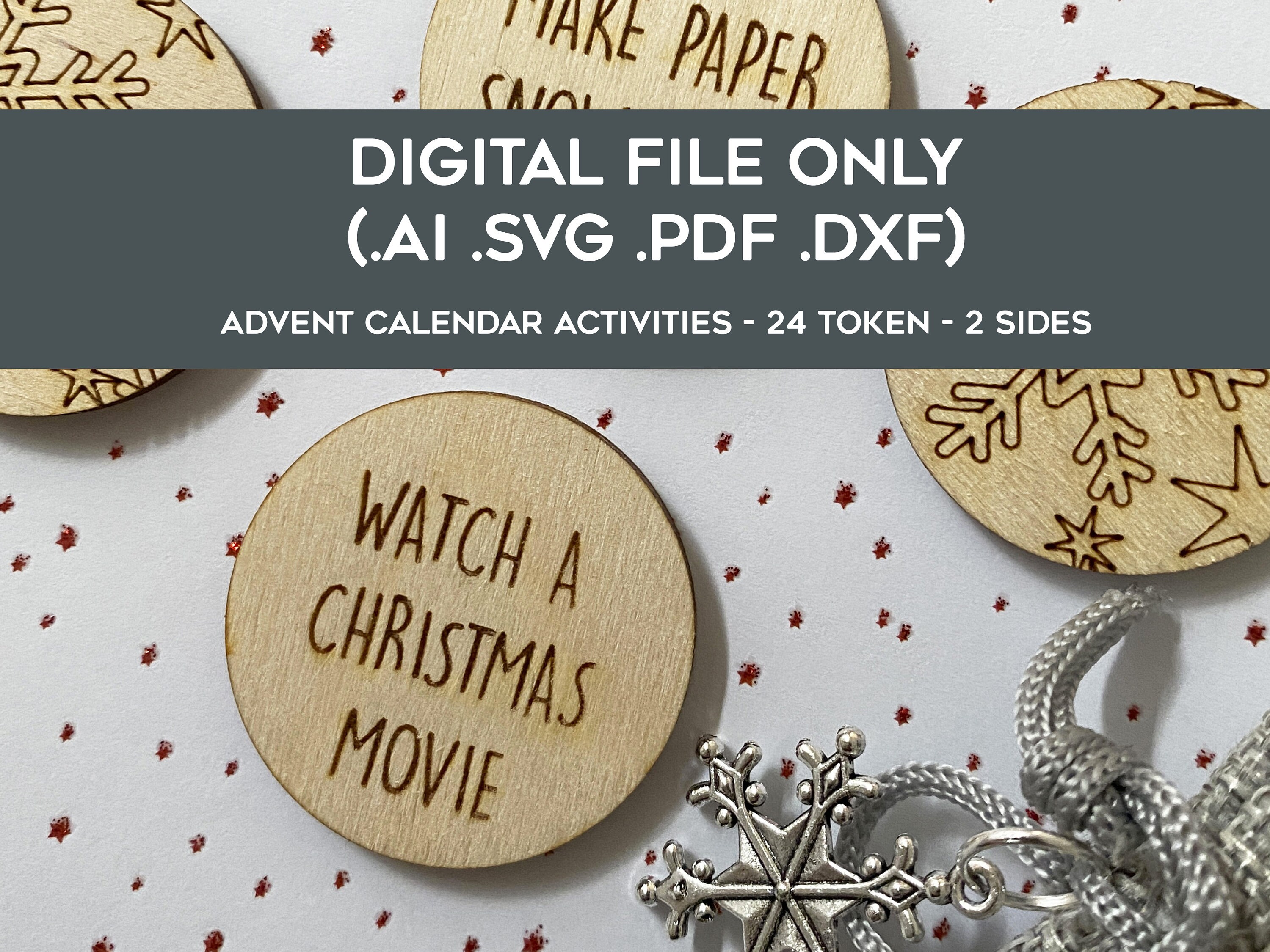 Advent Calendar With Activities SVG Cut File 24 Tokens - Etsy