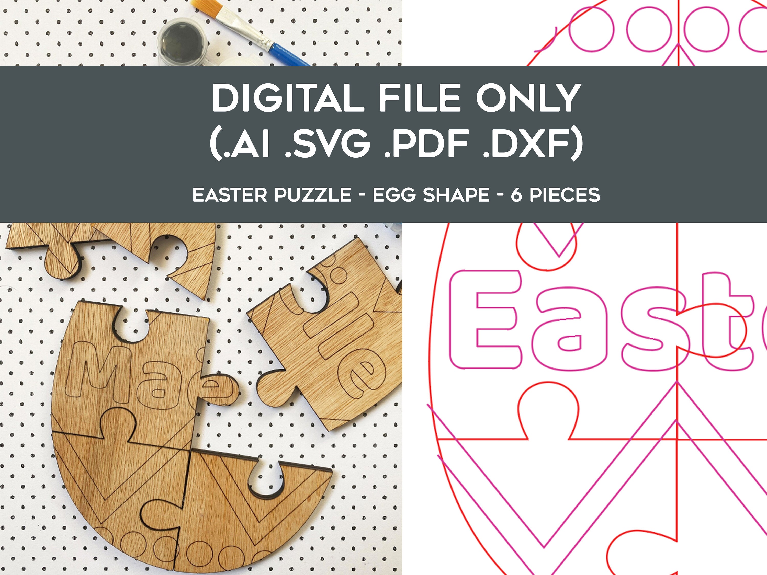 Easter Egg Puzzle to Paint SVG Cut File - Easter Puzzle, for Custom ...