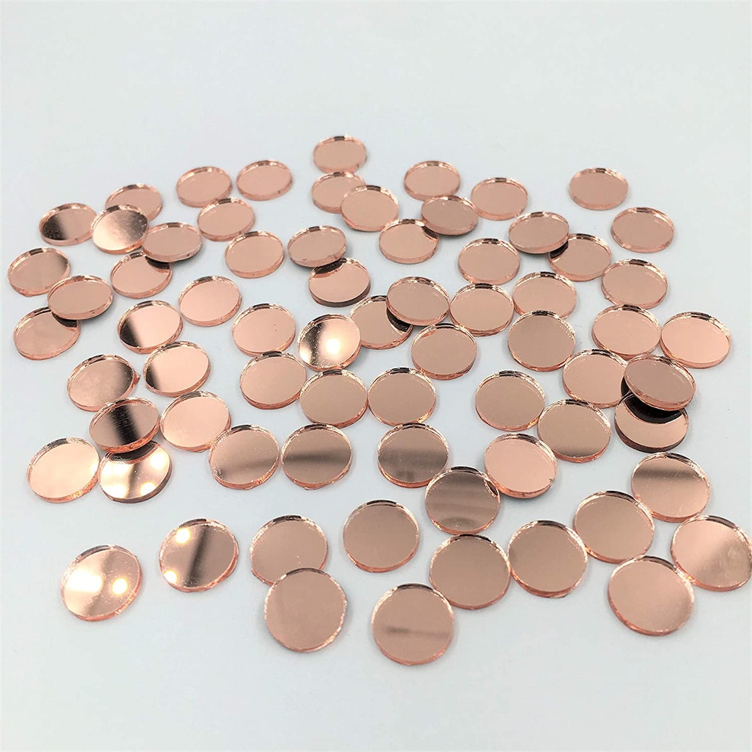 Round Mosaic Mirror Tiles Small Rose Gold Craft Mirror Circles for ...