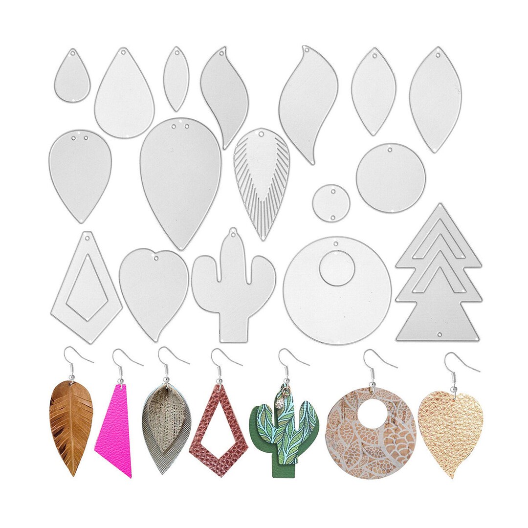 18 Pieces Earring Cutting Dies Metal Earring Die Cuts With 50 Pieces ...