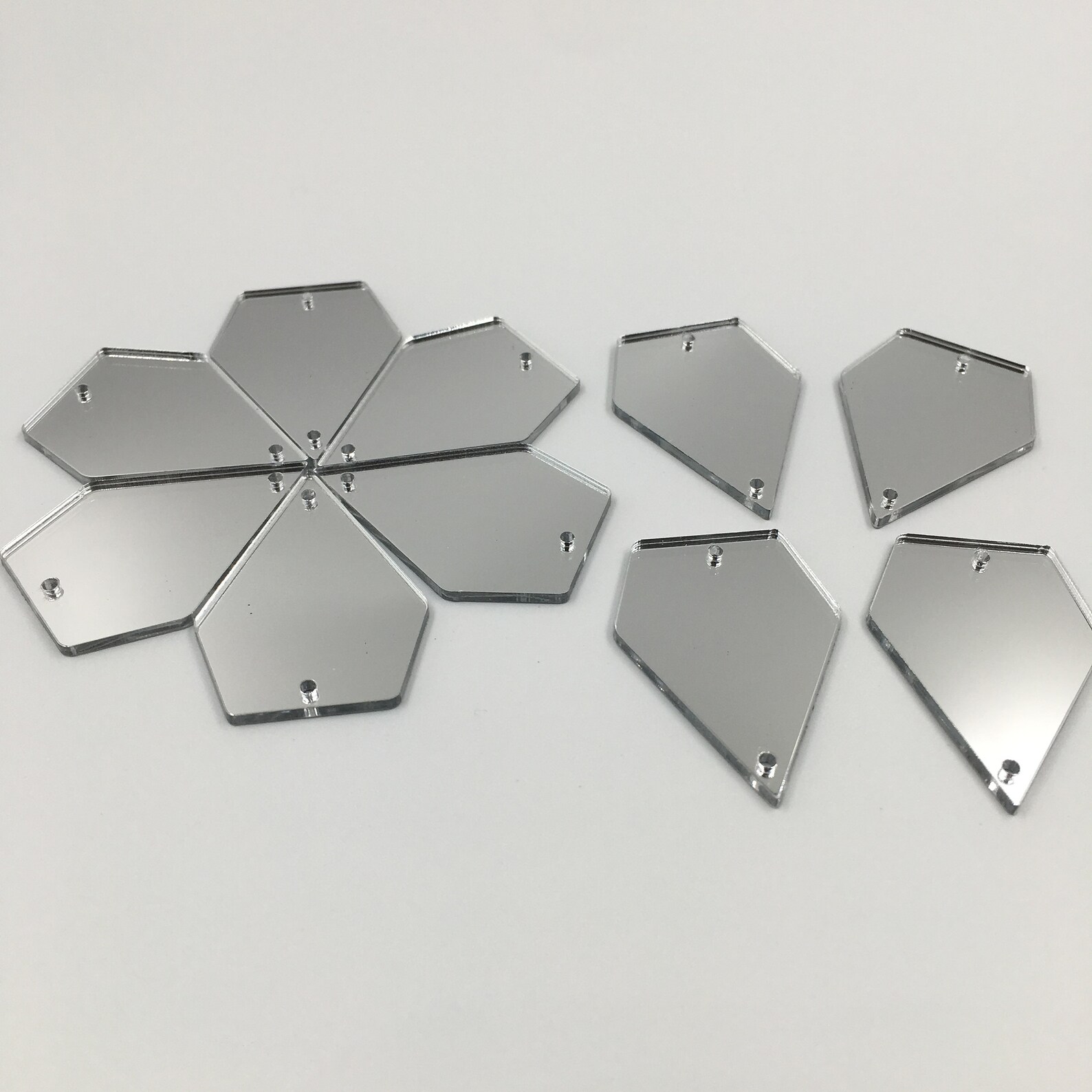 Diamond Shape Acrylic Mirror Sew on Rhinestones Silver Mirror Beads ...