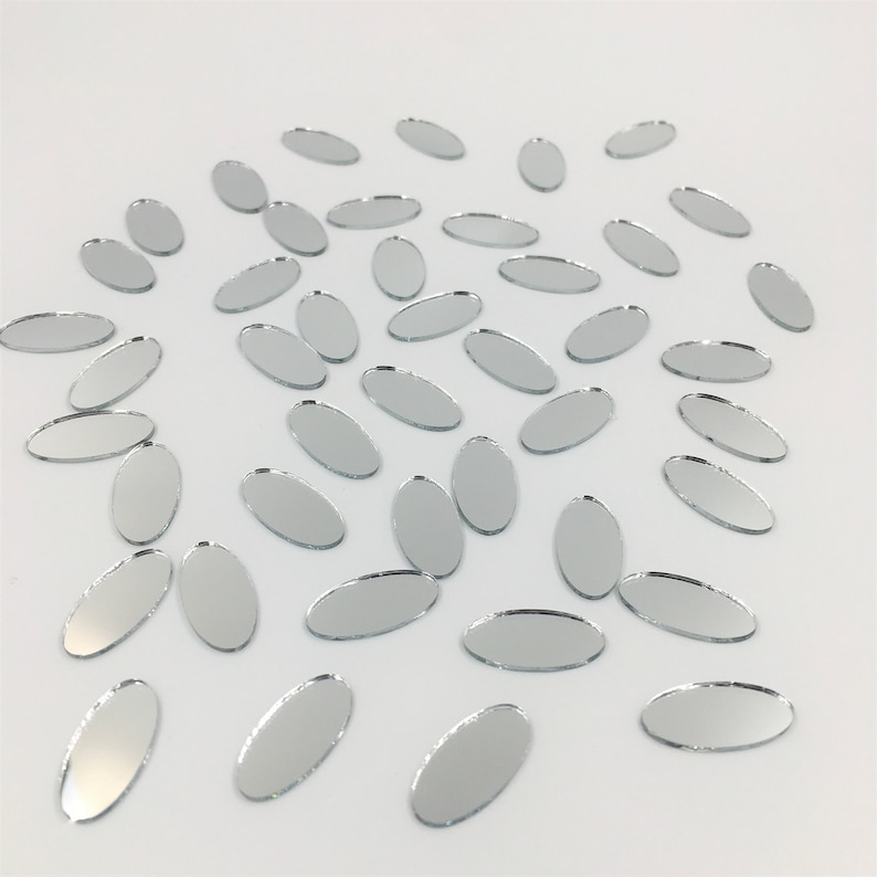 Small Glass Oval Craft Mirrors Bulk 100 Pieces Mirror Mosaic | Etsy