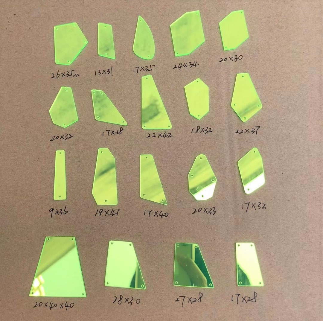 Neon Green Mirror Sew on Rhinestones Mirror Beads Flat Back Crystal ...