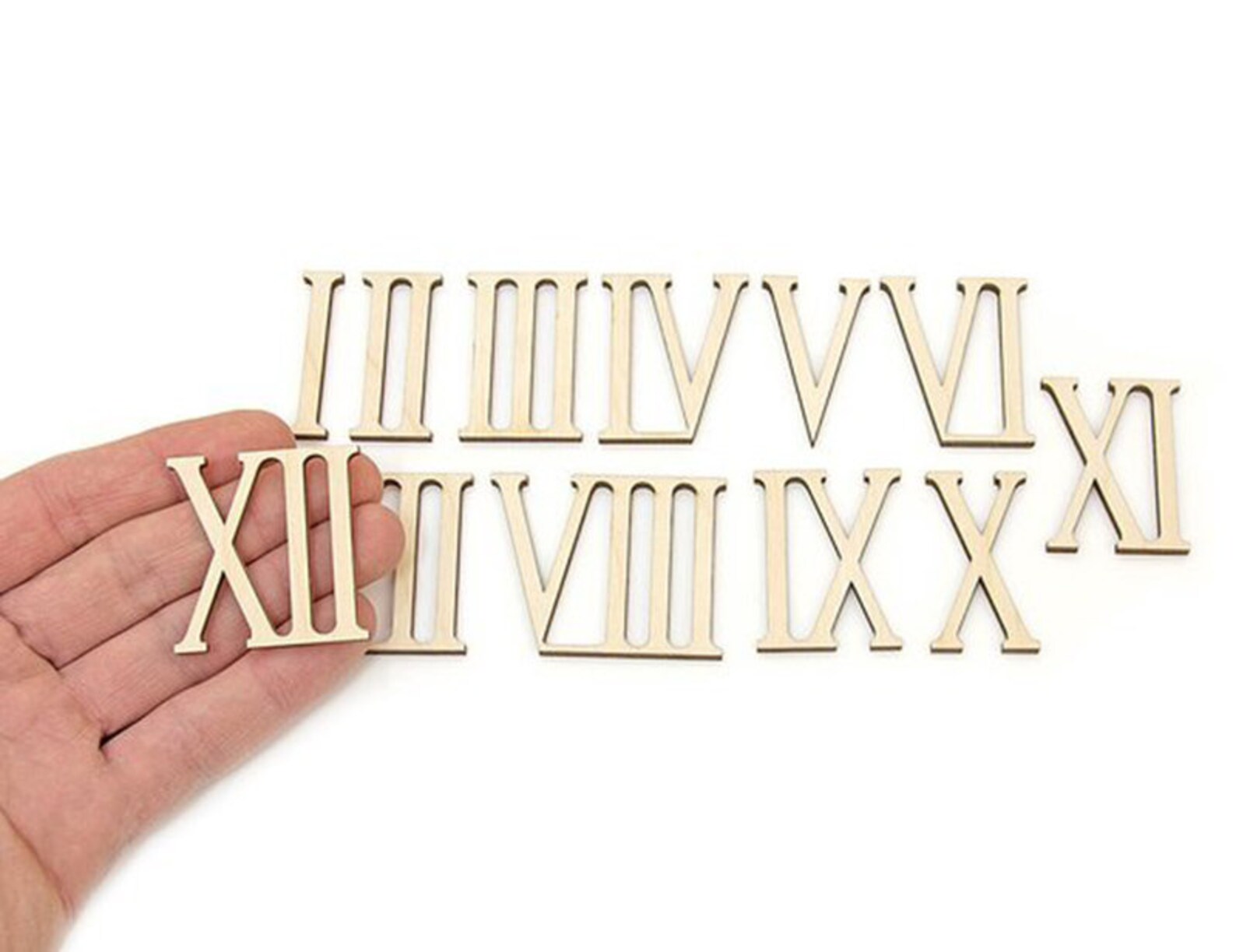 12pcs Wooden Roman Numerals Shape Wood Numerics Numbers Ornaments Craft ...