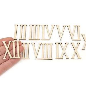 12pcs Wooden Roman Numerals Shape Wood Numerics Numbers Ornaments Craft ...