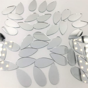 150pcs 1" X 1/2" Teardorp Shape Craft Mirrors Small Mosaic Mirror Tiles ...