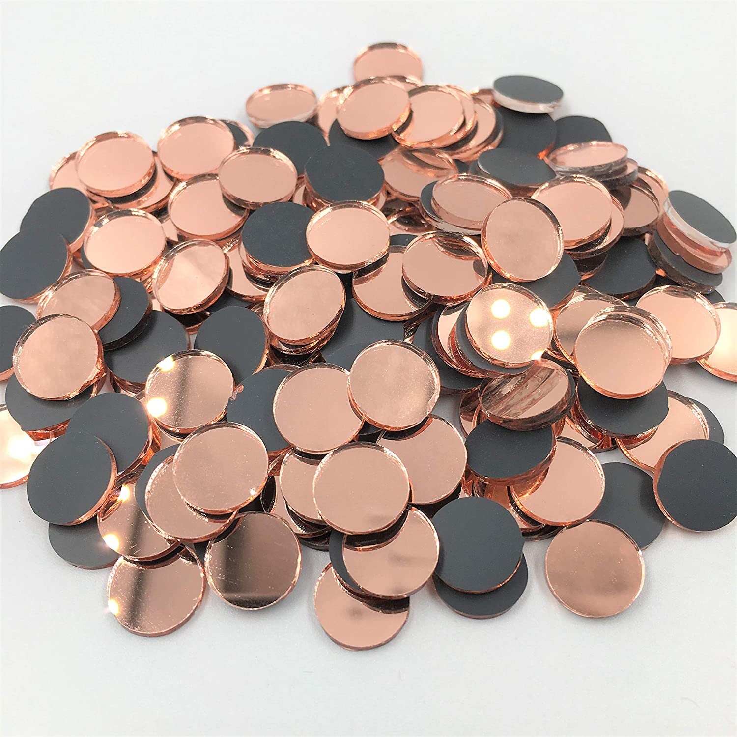 Round Mirror Tiles Rose Gold Coated Craft Mirrors 20 Pieces for ...