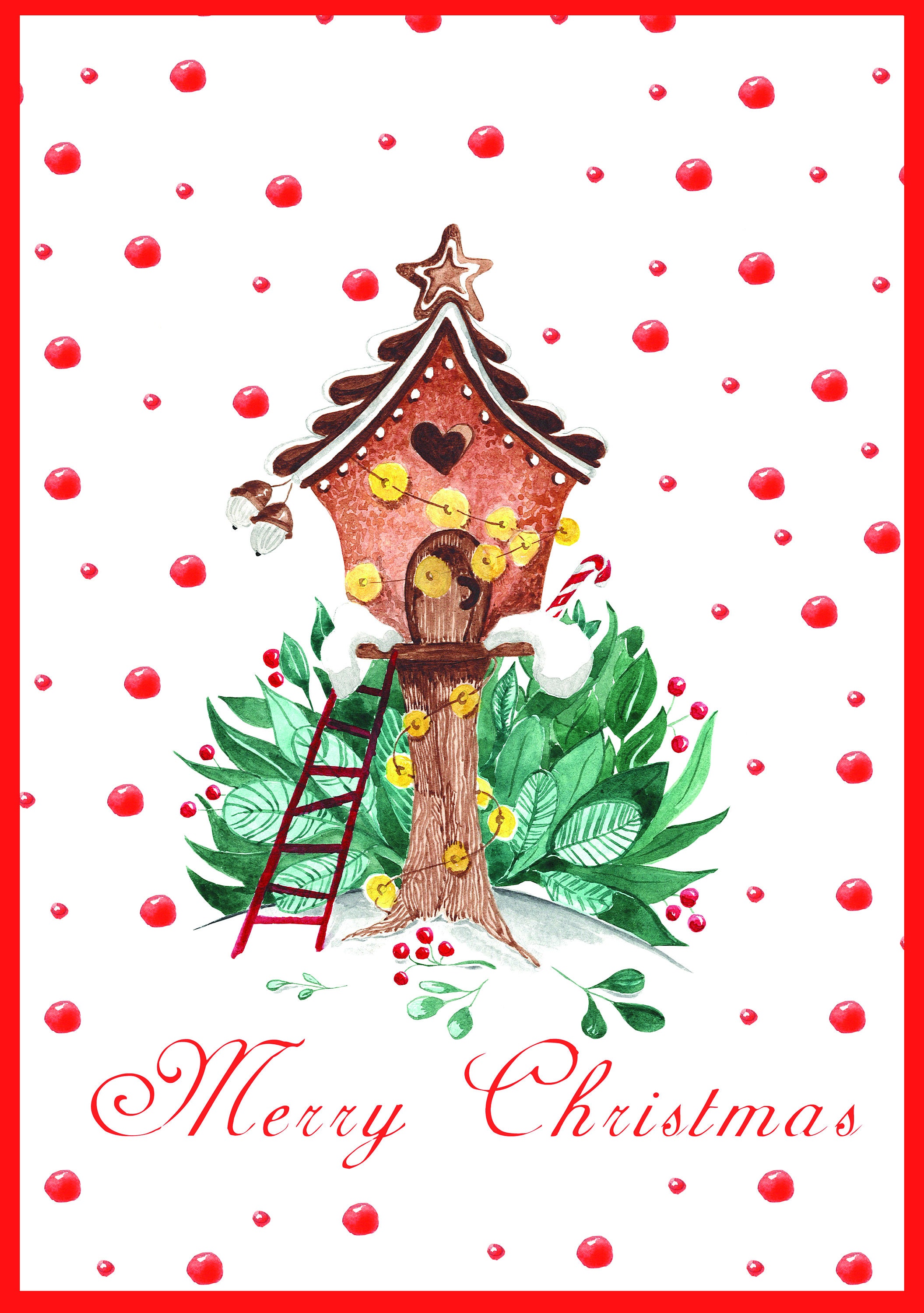 Printable Christmas Greeting Card Merry Christmas Colorful | Etsy