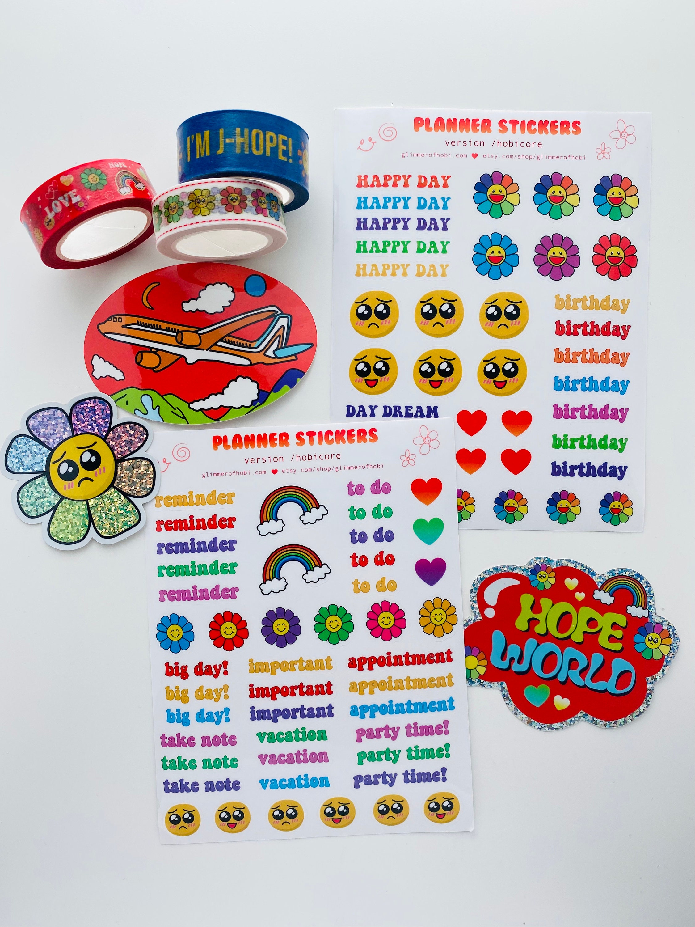 Hobicore Planner Sticker Sheets J-hope Stickers BTS - Etsy