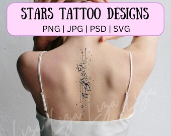 Celestial Tattoo Design A Digital Back Tattoo Designs, Set of 4, Svg ...
