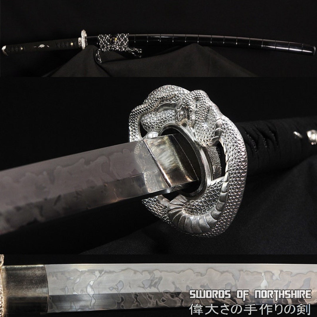 Black Japanese Hitatsura Hamon Katana Sword 1095 High Carbon Steel ...