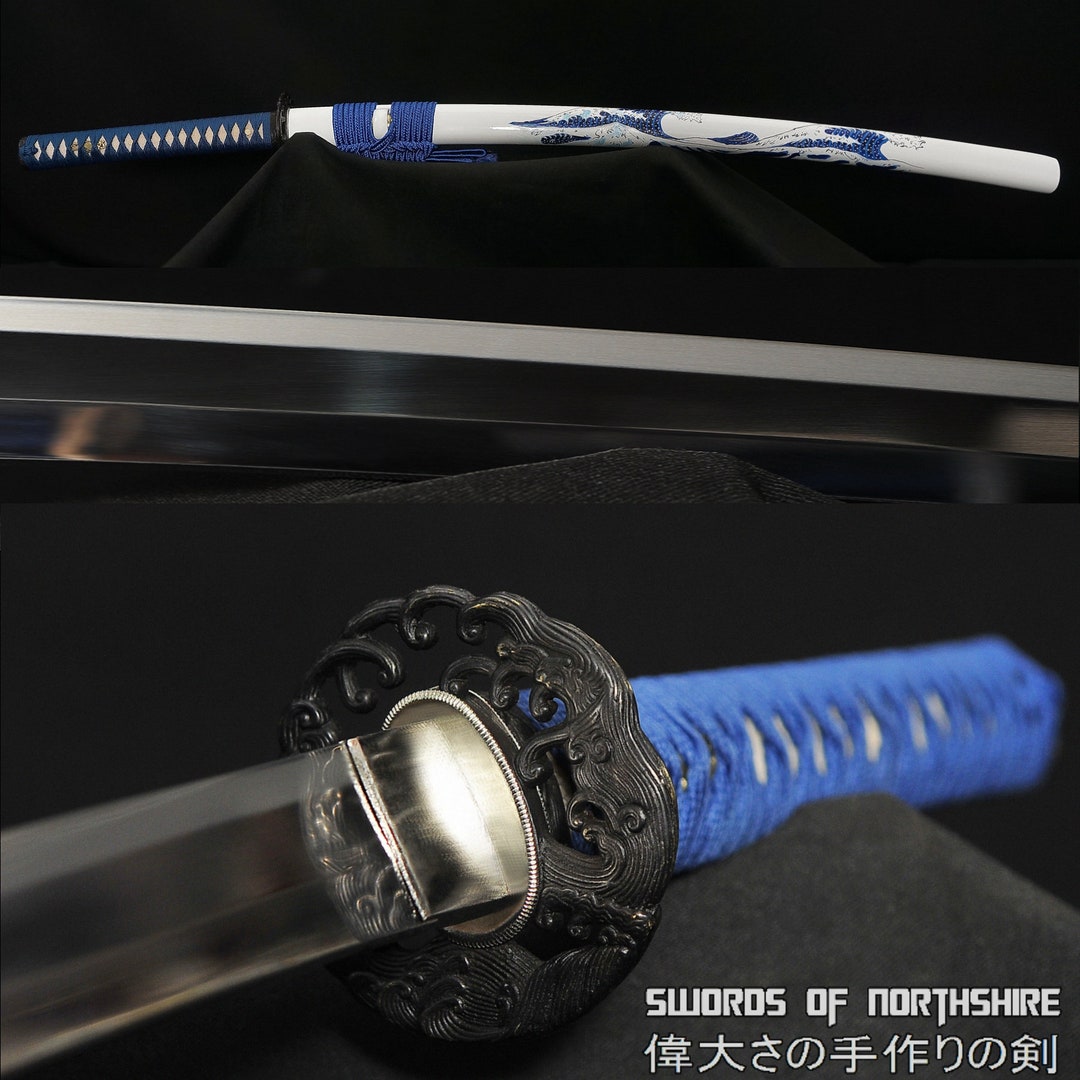 Wave Design Tsuba Japanese Sword Handmade Samurai Sword 1095 - Etsy