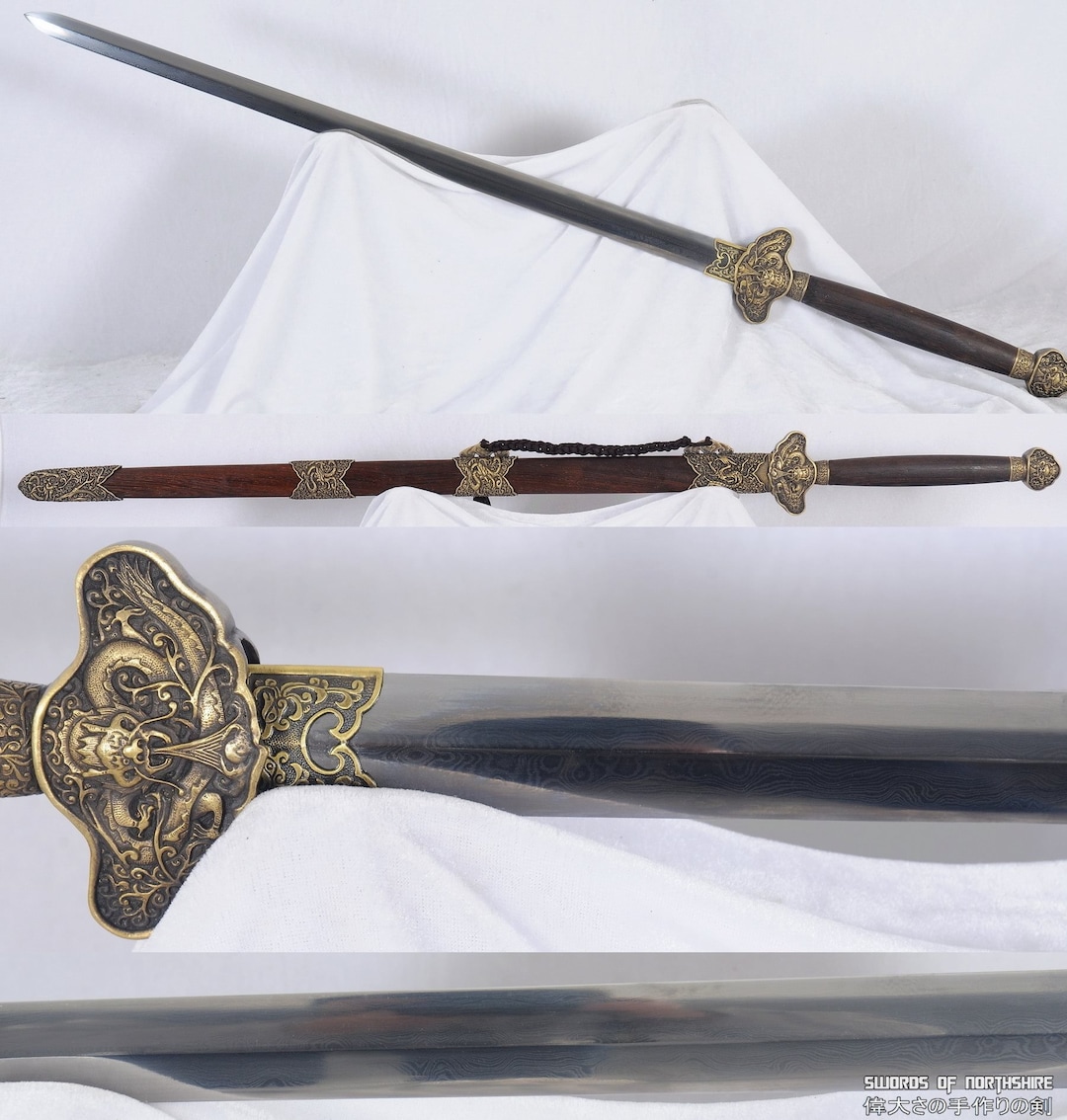 Hand Forged Folded Steel Blade Sword Chinese Han Jian Sword Kung Fu ...