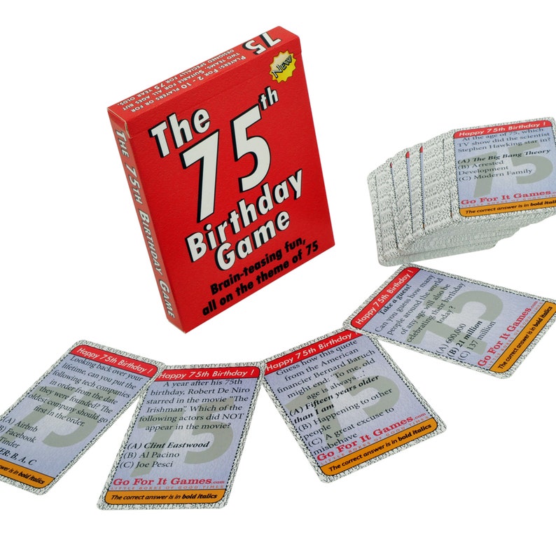 75th Birthday Card Game – 75th Birthday Gift for Men or for Women, for ...