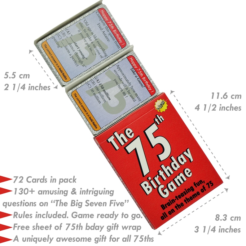 75th Birthday Card Game 75th Birthday Gift for Men or for - Etsy