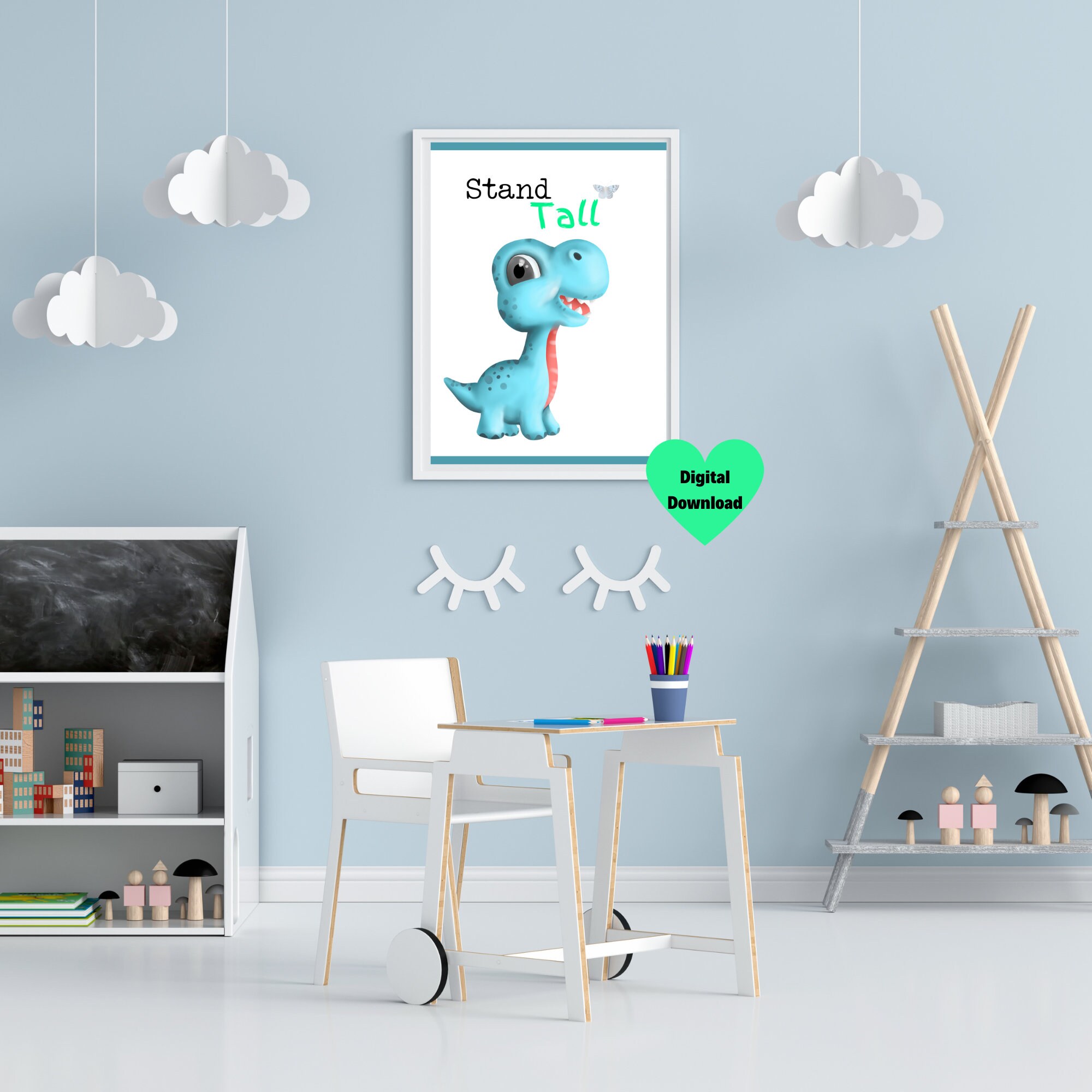 Dinosaur Preppy Room Decor, Dino Playroom Wall Art and 1st Birthday ...