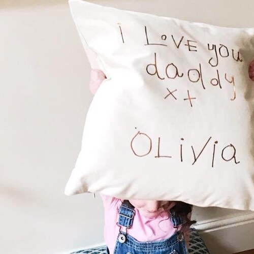 Organic Kids Handwriting Cushion Copper Print Childrens - Etsy