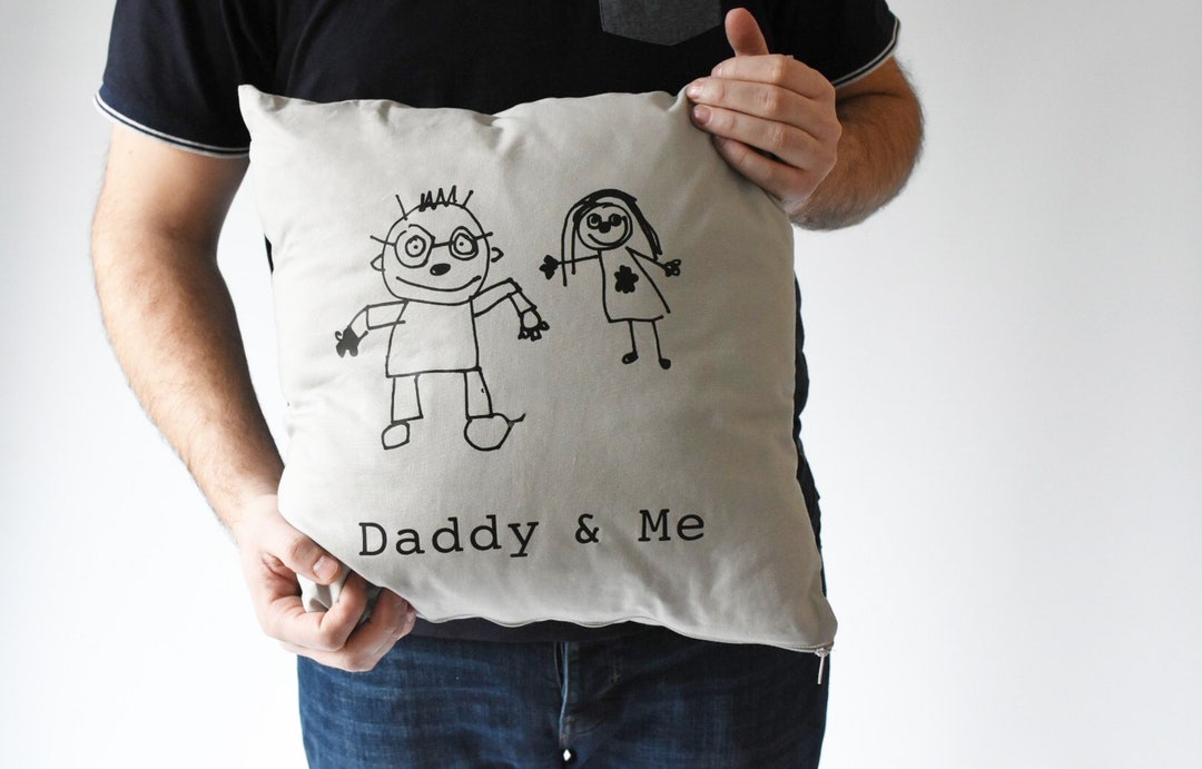 Personalised Daddy Cushion - Fathers Day Gift - Childrens Drawing Gift ...