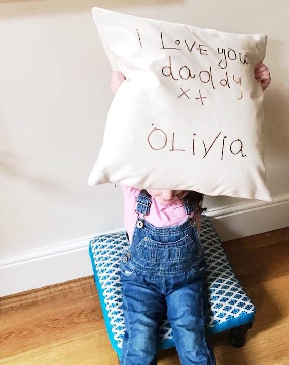 Organic Kids Handwriting Cushion Copper Print Childrens - Etsy