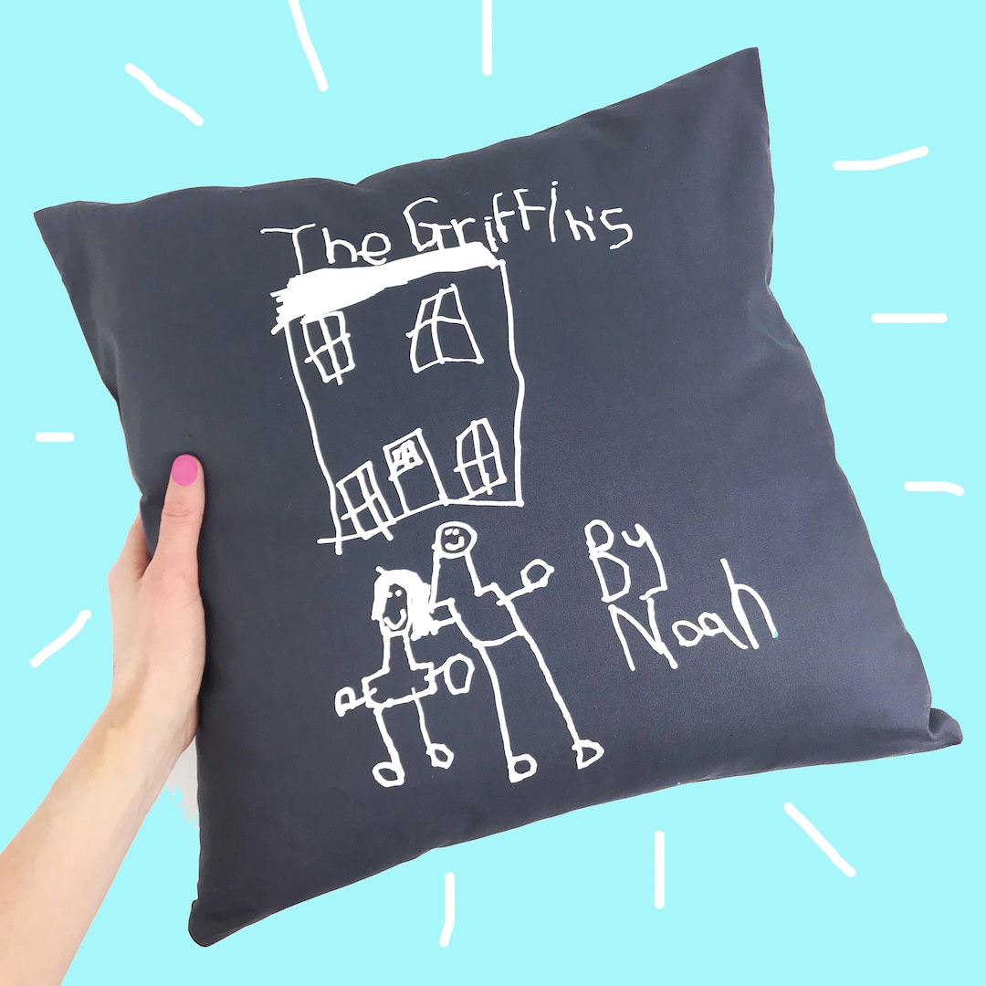 Family Drawing Cushion- New Home Gift - Childs Own Drawing - Childrens ...