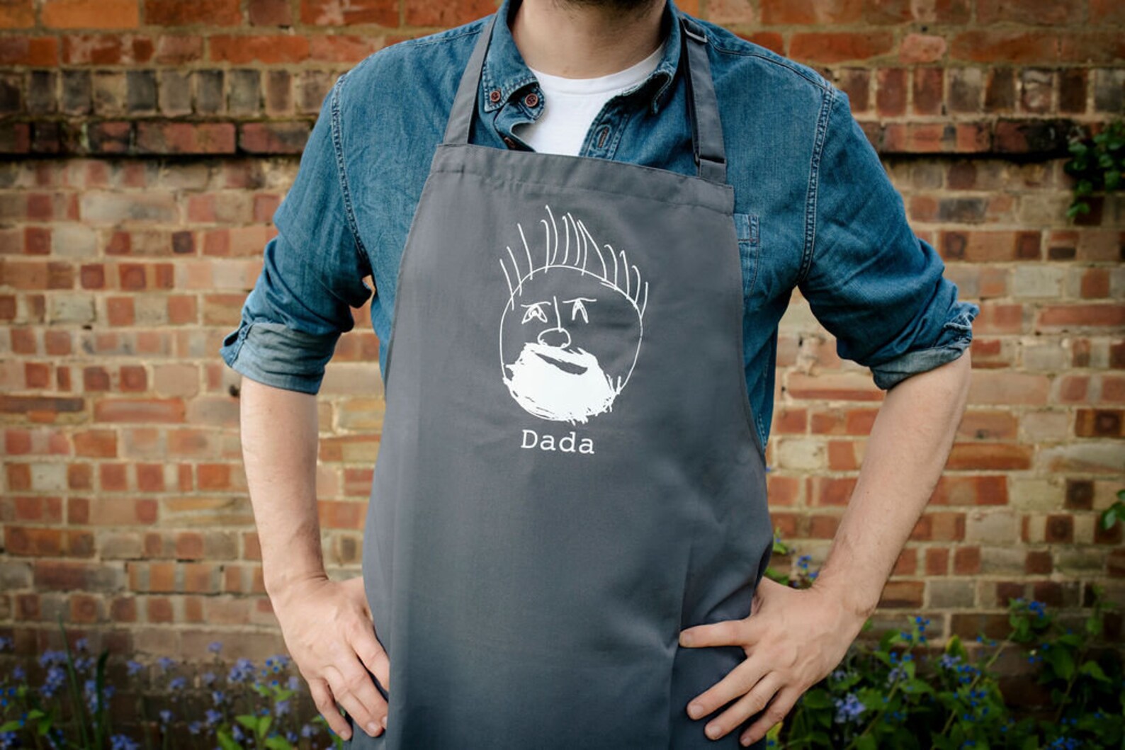Personalised Daddy BBQ Apron - Childrens Drawing Gift - Childs Drawing ...