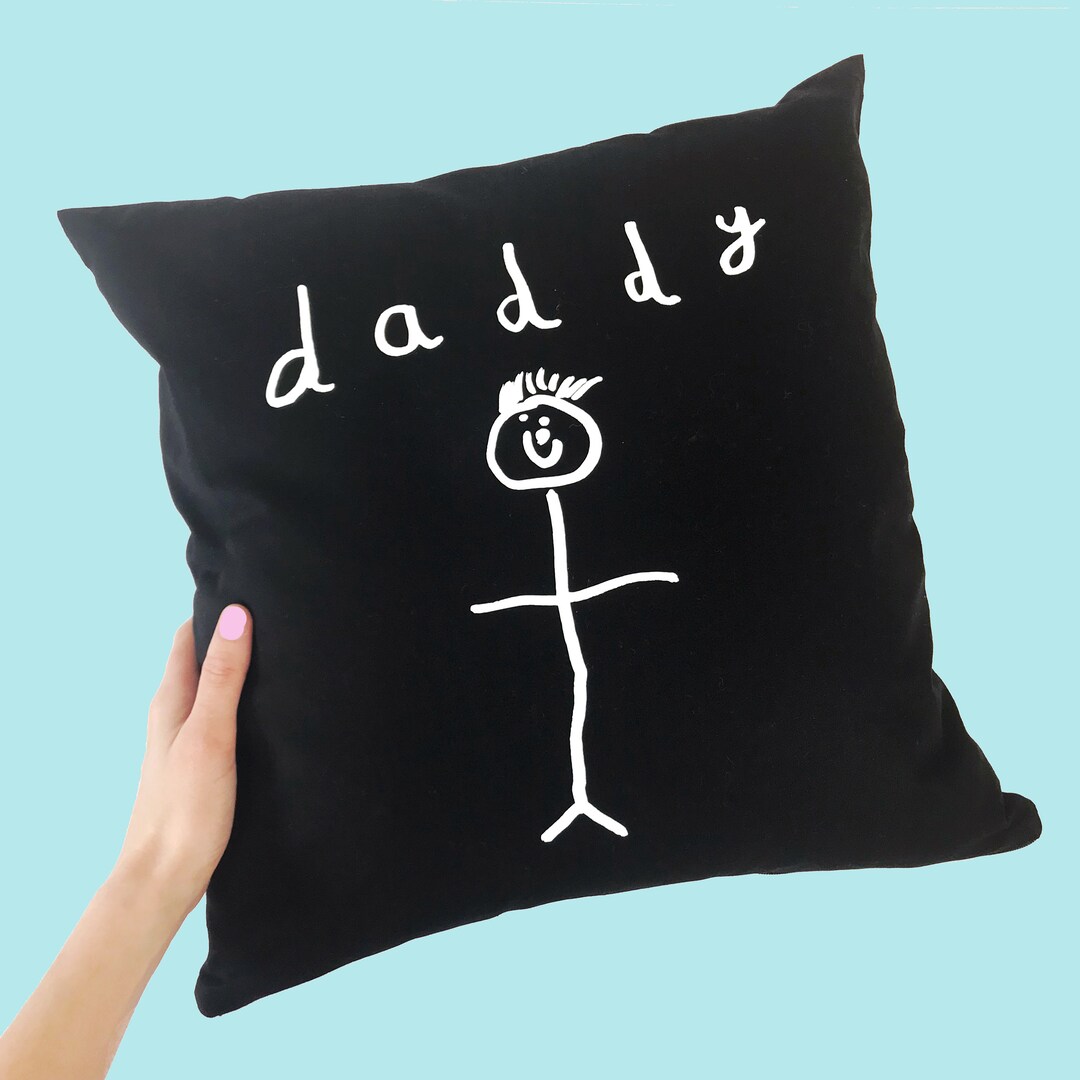 Daddy Cushion - Childrens Drawing - Fathers Day Gift - Personalised ...