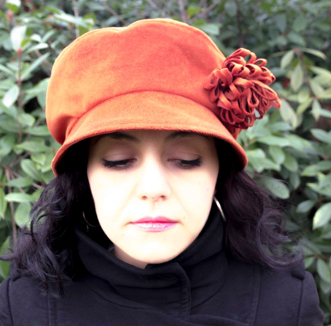 Cloche Hat Elegant Head Wear.burnt Orange Color Velvet Warm - Etsy