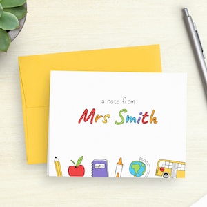 Teacher Note Card Set Personalized - Custom Teacher Gift - Colorful ...