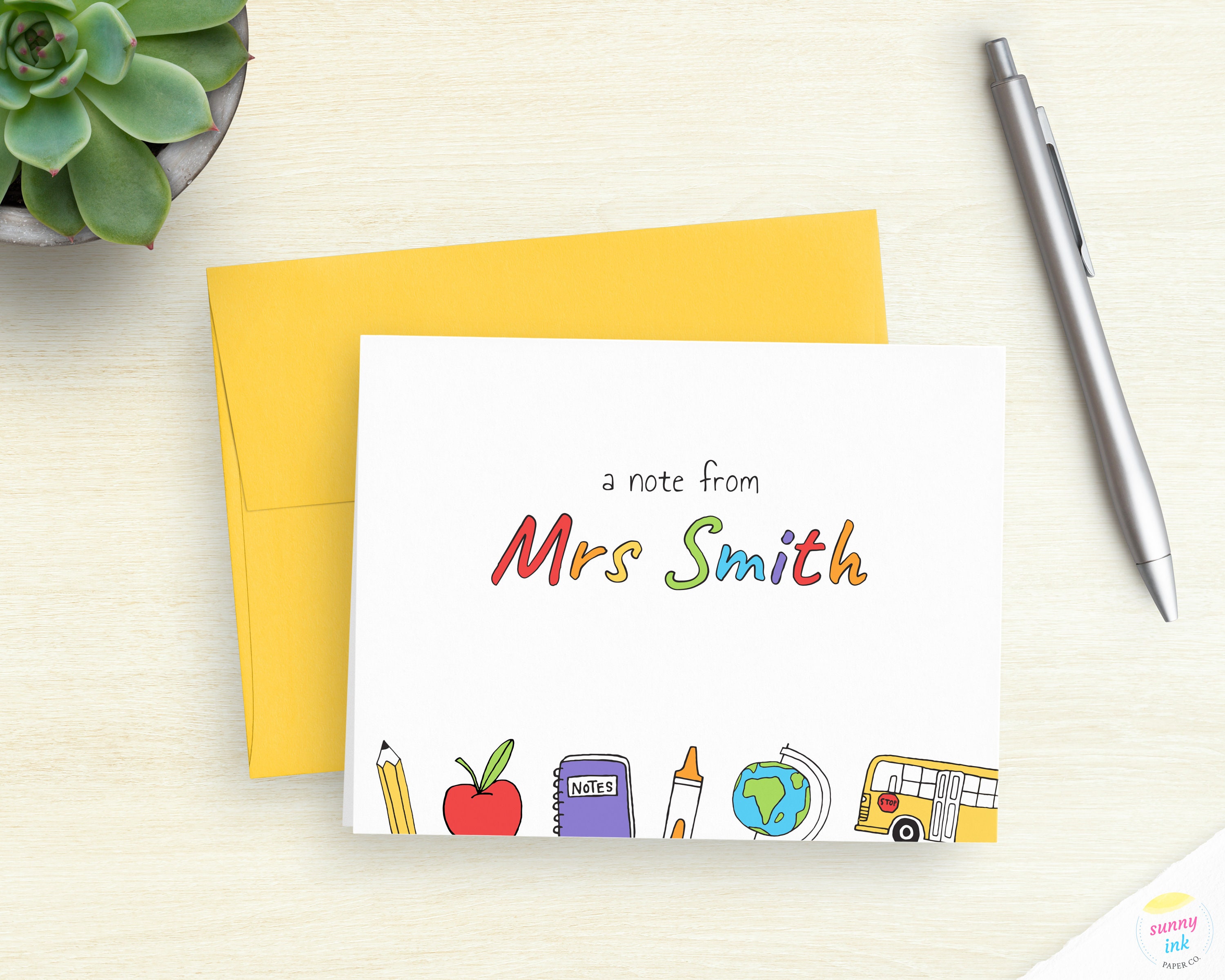 Teacher Note Card Set Personalized Custom Teacher Gift | Etsy