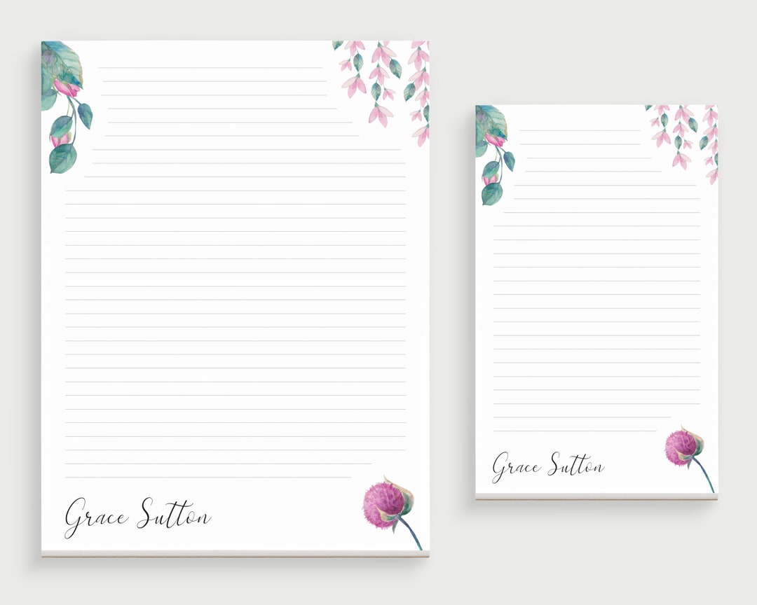 Personalized Flower Notepad - Pastel Color Stationery - Customized ...