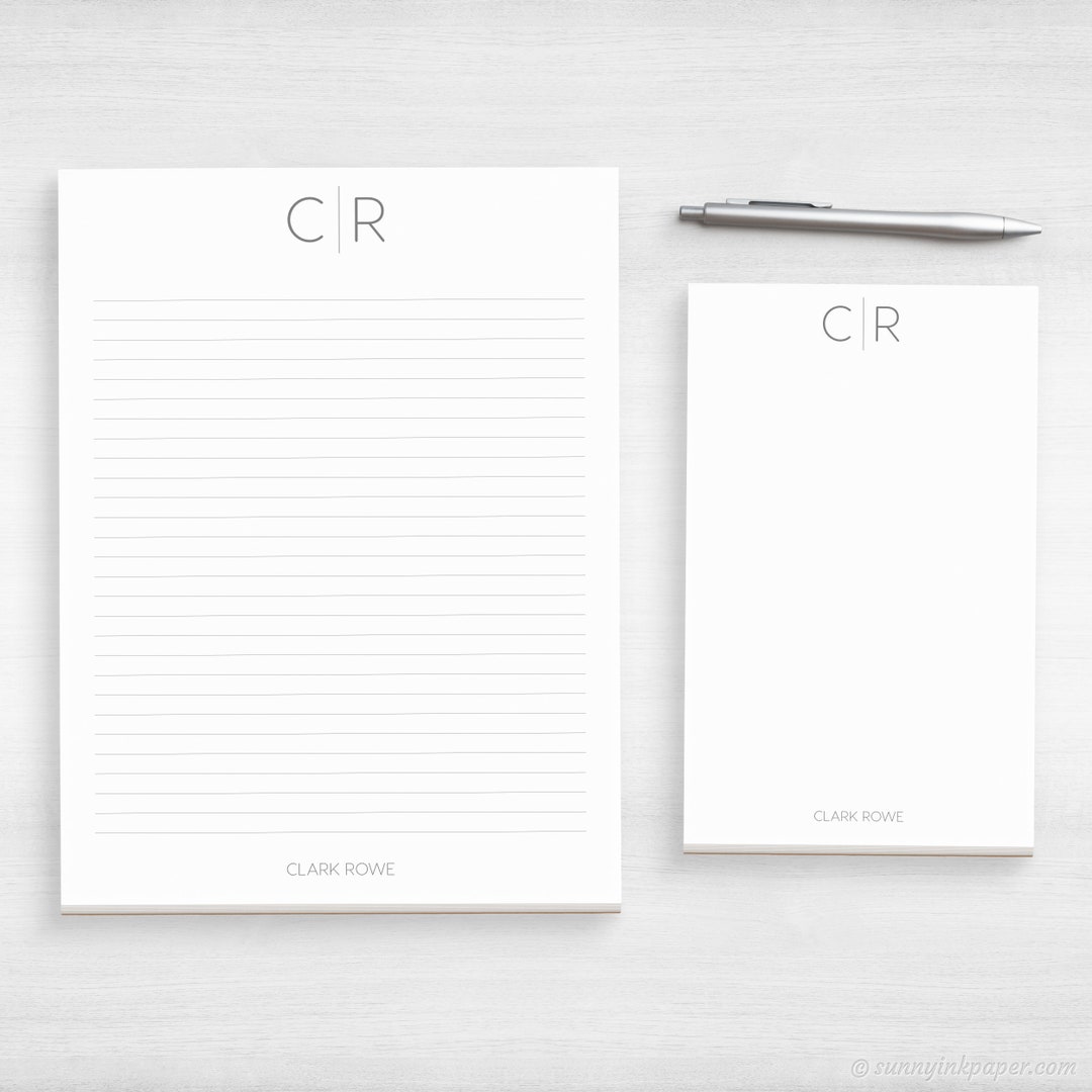 Personalized Stationery - Professional Classic Monogram Notepad - Thin ...