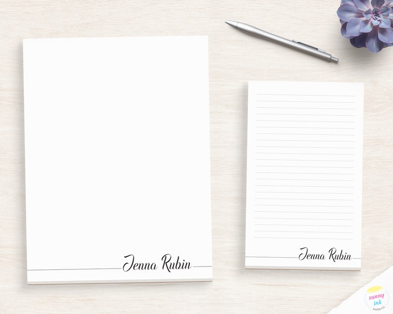Personalized Notepad Script Font Stationery Pad Custom | Etsy