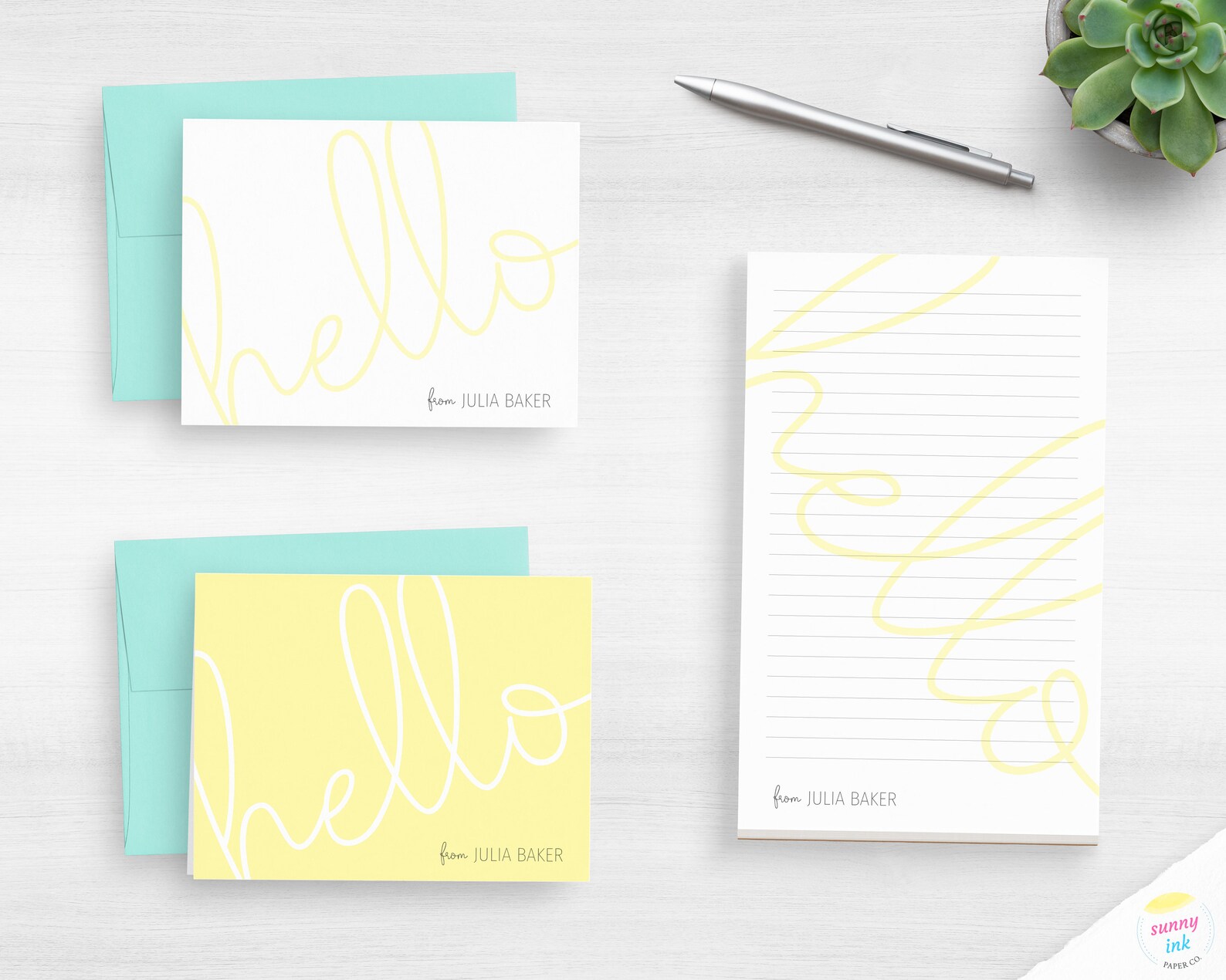 Personalized Stationery Hello Note Card Set Customized - Etsy