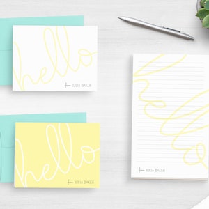 Personalized Stationery - Hello Note Card Set - Customized Stationery ...