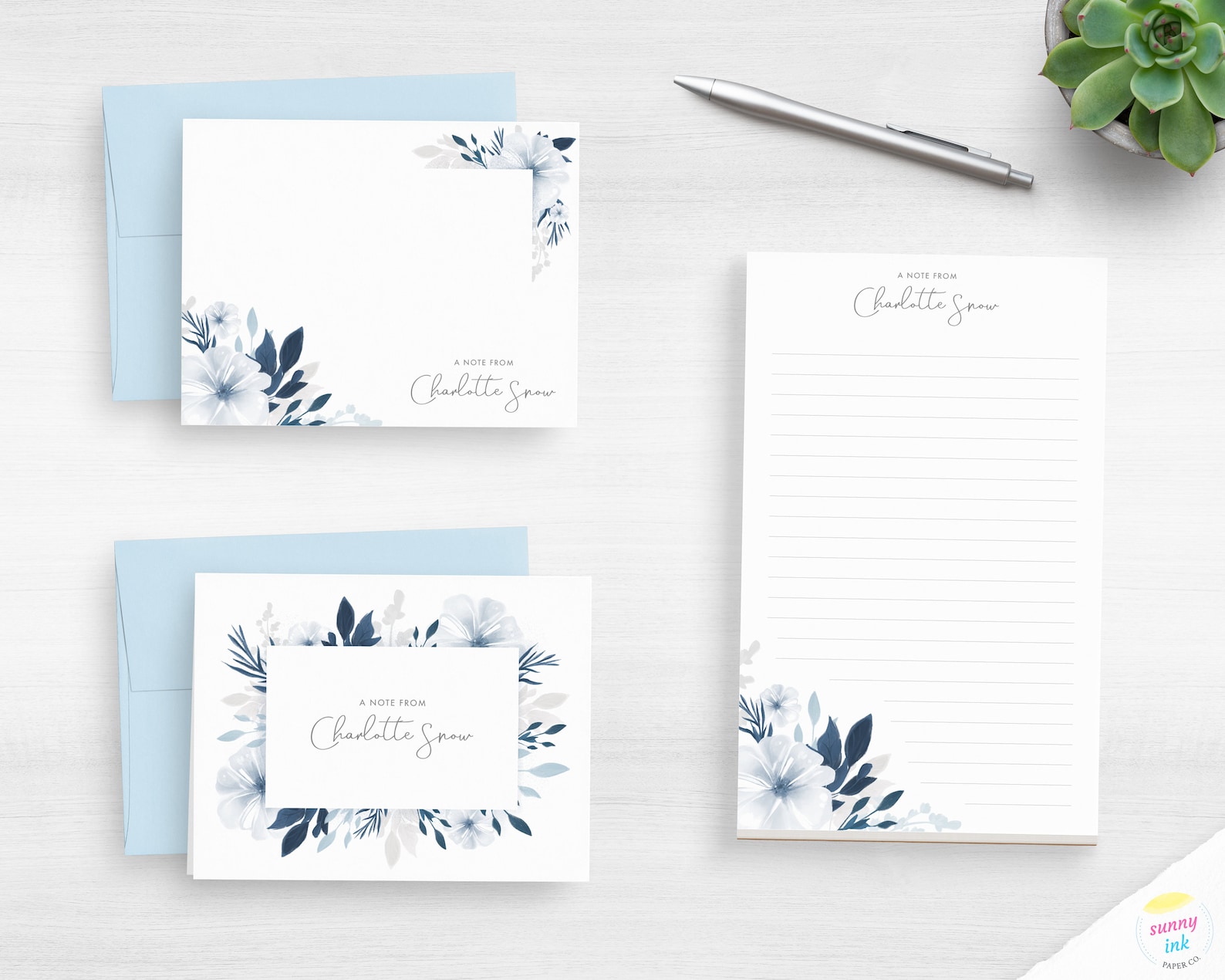 Custom Stationery - Floral Writing Paper - Watercolor Stationery Set ...