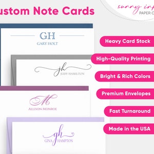 Personalized Monogram Stationery Cards - Custom Cards for Her ...