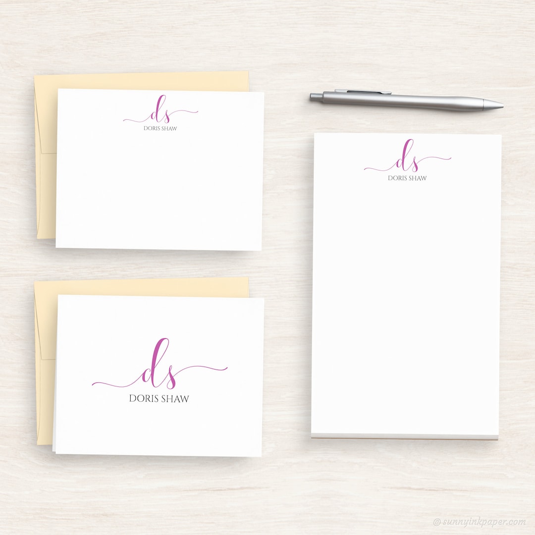 Monogram Stationery - Initial Stationery Personalized - Monogram ...