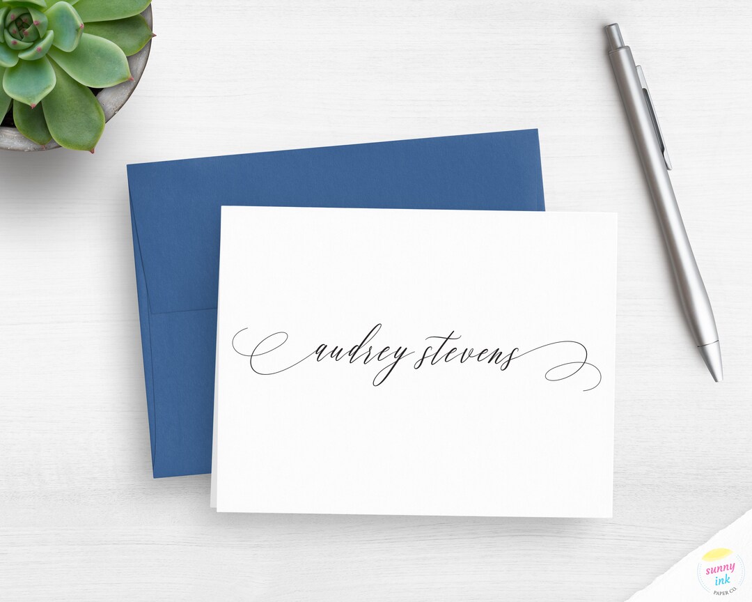 Personalized Script Note Cards - Elegant Stationery Cards - Customized ...