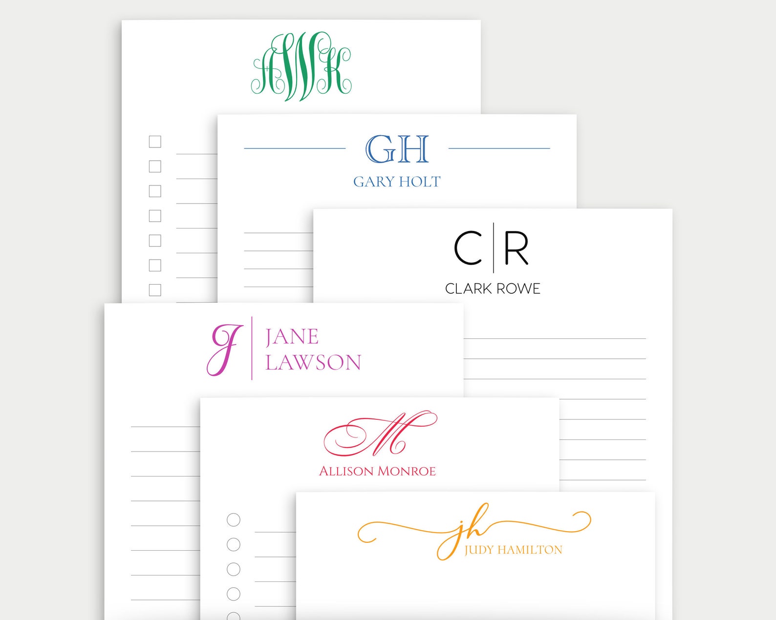 Personalized Monogram Notepad Stationery Desk Pad Elegant Custom ...