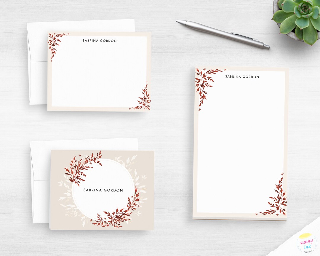 Personalized Fall Stationery - Fall Leaves Border Stationery Set ...