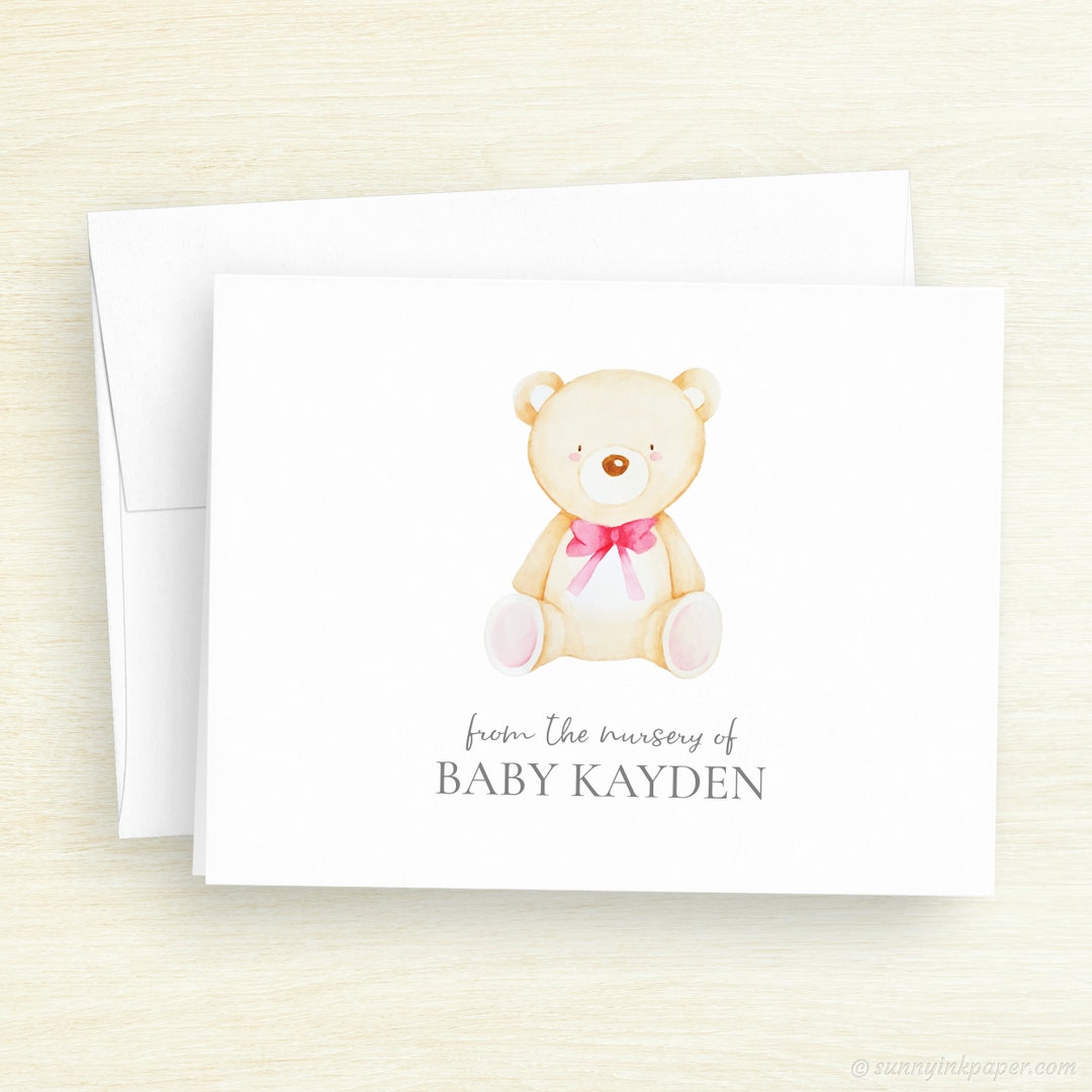 Teddy Bear Personalized Stationery Cards - Custom Baby Shower Folded ...