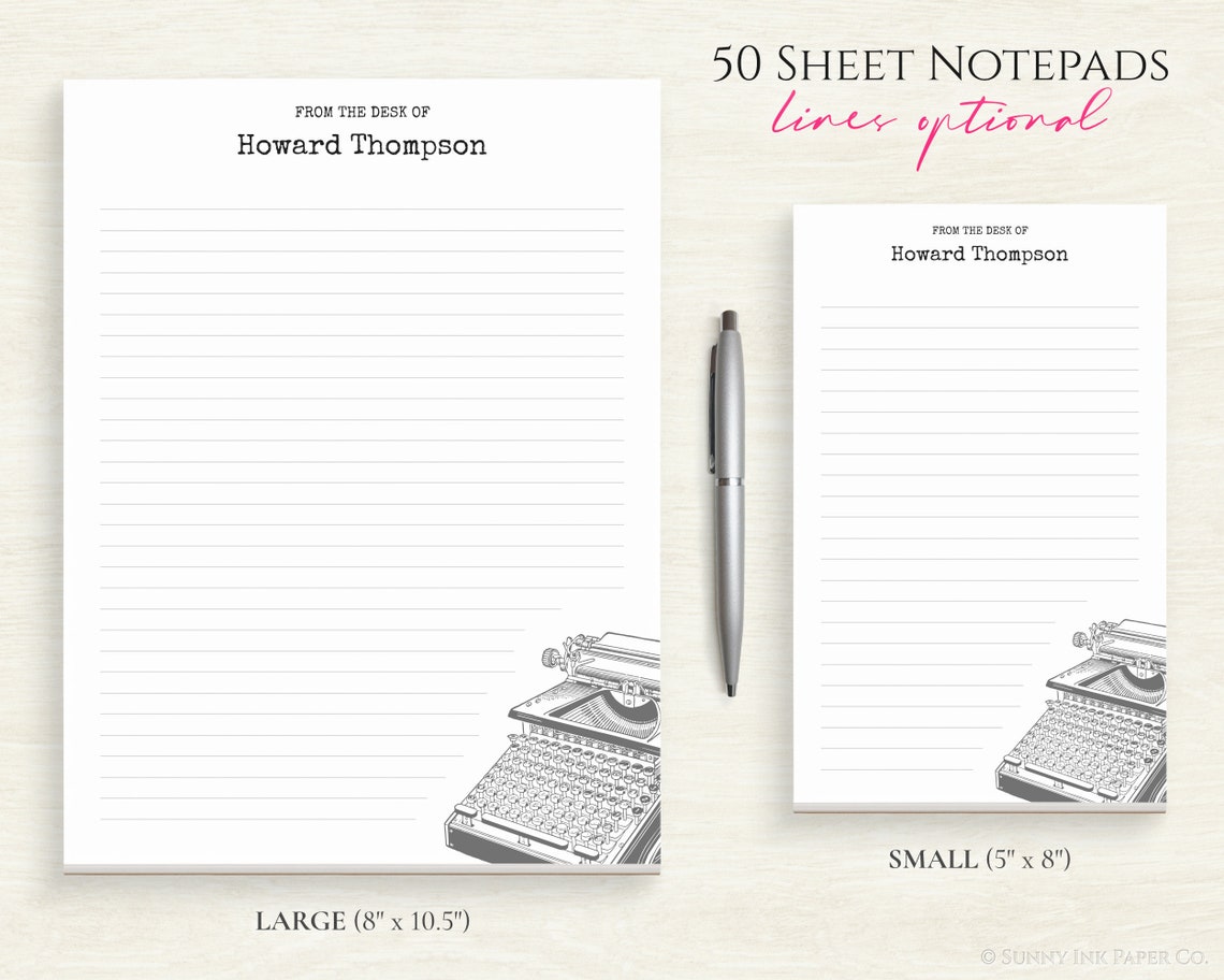 Personalized Vintage Notepad Typewriter Font Pad Custom - Etsy