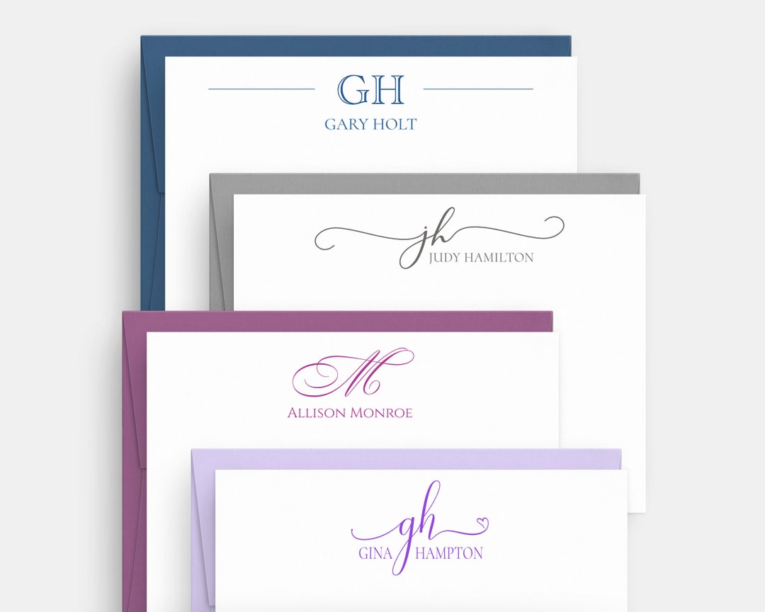 Personalized Monogram Stationery Cards - Custom Cards for Her ...