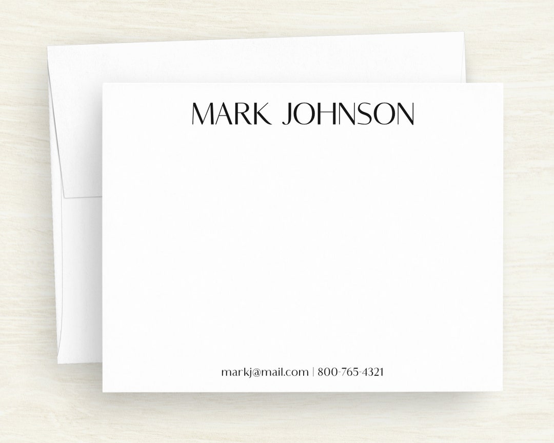 Personalized Note Cards - Men's Stationery - Customized Flat Note Cards ...