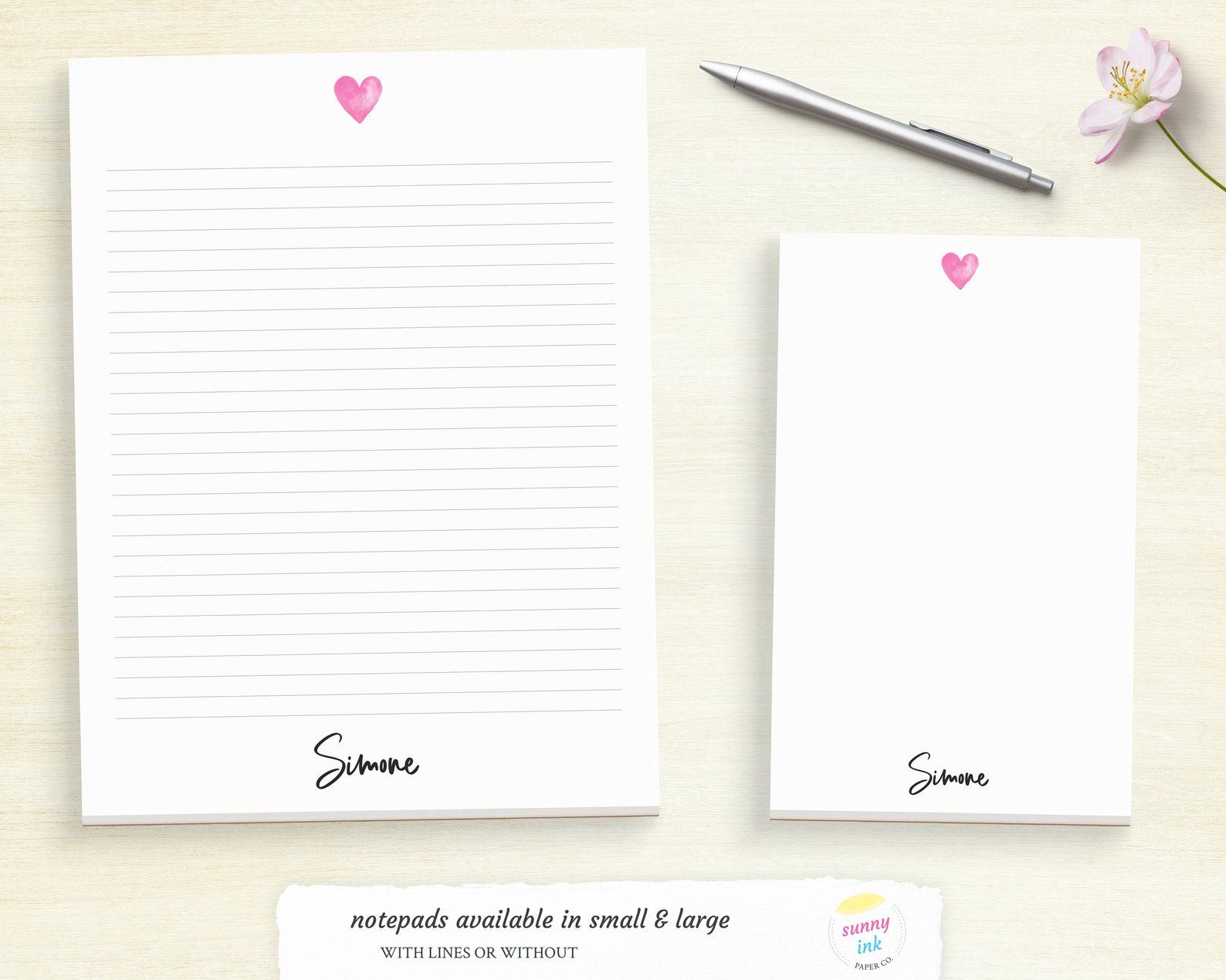 Personalized Heart Stationery - Pink Heart Writing Paper Set ...