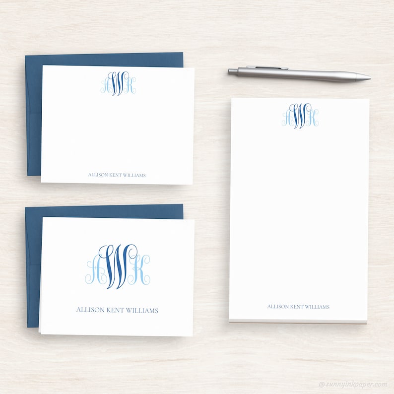 Classic Monogram Stationery Personalized Script Monogram - Etsy