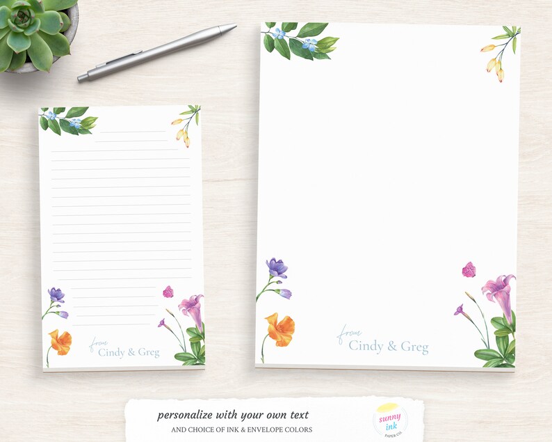 Personalized Writing Sheet Spring Flower Stationery | Etsy
