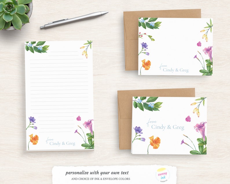 Personalized Stationery Spring Flowers Writing Paper | Etsy