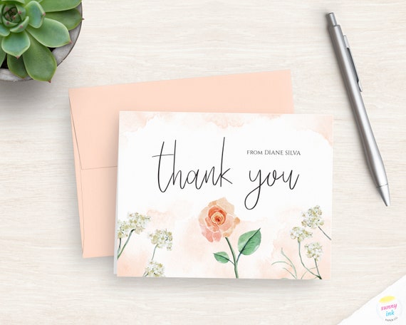Personalized Thank You Note Pastel Color Stationery Custom | Etsy
